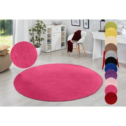 Hanse Home Teppich &raquo;Fancy&laquo; rund 7 mm H&ouml;he Kurzflor, Weich, Einfarbig, Wohnzimmer, Schlafzimmer, Esszimmer pink Kunstfaser