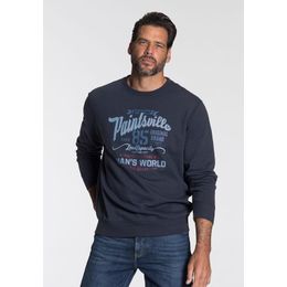 MAN'S WORLD Man's World Herren Sweatshirt, Langarm, l&auml;ssiger Print, Rundhals, aus Baumwollmischung blau S (44/46)