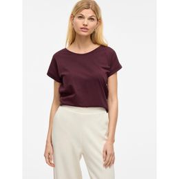 Vila Damen Rundhalsshirt &raquo;VIDREAMERS NEW PURE T-SHIRT/SU-NOOS&laquo; Basic Damen-T-Shirt mit Rundhalsausschnitt und umgeschlagenen &Auml;rmeln lila XS