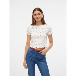 V&eacute;ro Moda Vero Moda Damen Kurzarmshirt &raquo;VMHARRY SS O-NECK TOP JRS NOOS&laquo; wei&szlig; M (38)