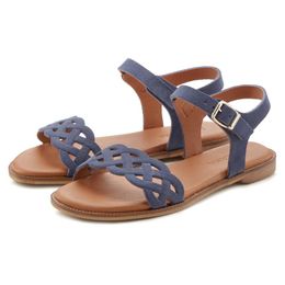 Lascana M&auml;dchen Lascana Sandale &raquo;Sommerschuh&laquo; Sandalette, Sommerschuh aus Leder mit Cut-Outs und weicher Innensohle blau 40