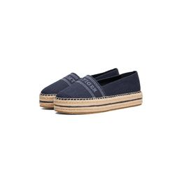 Tommy Hilfiger Damen Espadrille &raquo;DENIM PLATFORM ESPADRILLE&laquo; , Plateau, Slipper, Schlupfschuh, Bequemschuh mit Bastbezug am Plateau blau 41