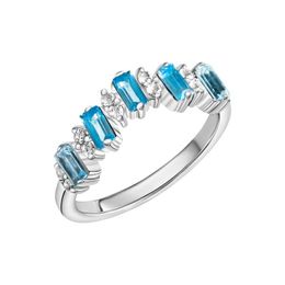 ZEEme Damen Fingerring &raquo;Silber 925 rhodiniert mit 12x Wei&szlig;topas + 5x Blautopas (beh.)&laquo; wei&szlig;