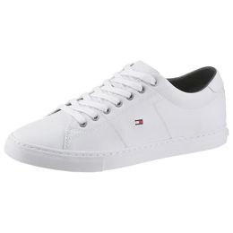 Tommy Hilfiger Herren Sneaker &raquo;ESSENTIAL LEATHER SNEAKER&laquo; , Freizeitschuh, Halbschuh, Schn&uuml;rschuh mit Flaggenstickerei wei&szlig; 40