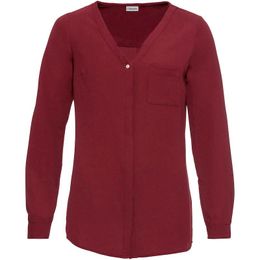 bonprix Damen bonprix Longbluse &raquo;Longbluse&laquo; bequeme Passform, verdeckte Knopfleiste, unifarben, mit Brusttasche rot 42