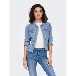 Only Damen Only &raquo;ONLWONDER &ndash; Jeansjacke mit Teilungsn&auml;hten und Stretch&laquo; sehr figurbetont, casual, Denim, Baumwollmischung, Brusttaschen blau XL