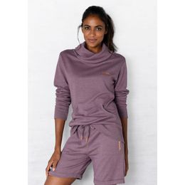 Bench. Loungewear Damen Longsweatshirt, mit Stehkragen in Layeroptik und K&auml;ngurutasche, Loungewear lila 32/34