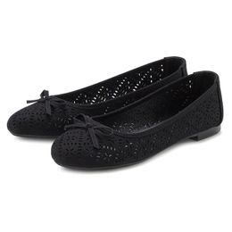 Lascana Damen Lascana Ballerina Freizeitschuh, Slipper, Halbschuh mit kleinen Cut-Outs VEGAN schwarz 37