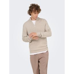 Only & Sons Only & Sons Damen ONLY & SONS Troyer &raquo;ONSLOUI REG 12 CABEL HALF ZIP KNIT&laquo; beige M