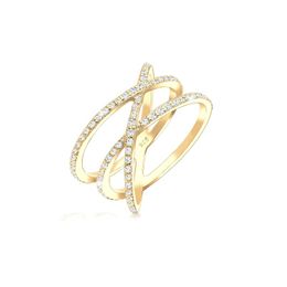Elli Damen Fingerring &raquo;Verschlungen Kristalle 925 Silber&laquo; gold