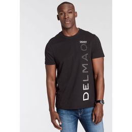 Delmao Herren DELMAO T-Shirt Kurzarm, l&auml;ssiger Print, Rundhalsausschnitt, aus Baumwolle schwarz L (52/54)