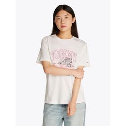 Tommy Jeans Damen T-Shirt &raquo;TJW RLX TONAL TROPICS TEE&laquo; mit grafischem Muster beige S (36)