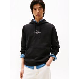 Tommy Hilfiger Herren Hoodie &raquo;OUTLINE FLAG SCRIPT HOODIE&laquo;, mit kontrastfarbener Stickerei schwarz L