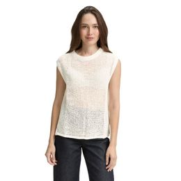 Tom Tailor Damen Tom Tailor Pullunder mit Strickmuster wei&szlig; S