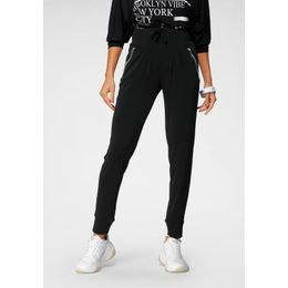 Laura Scott Damen Jogger Pants mit Rei&szlig;verschlusstaschen schwarz 48, N-Gr
