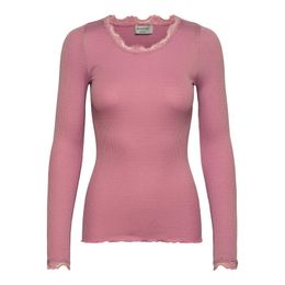 Rosemunde Damen rosemunde Longsleeve &raquo;Babette silk shirt&laquo; Langarm, mit Spitze, feminin, bequem, Seidenmix rosa M