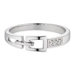 Bruno Banani Damen Silberring &raquo;Schmuck Geschenk Fingerring mit G&uuml;rtelschnallen-Optik&laquo; mit Zirkonia (synth.)