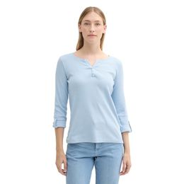 Tom Tailor Damen Tom Tailor Langarmshirt mit Henley-Ausschnitt blau XS (34)