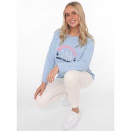 Zwillingsherz Damen Sweatshirt &raquo;"Meeresgl&uuml;ck"&laquo;, mit verspieltem Ankerdetail blau SM (S/M)