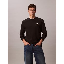 Calvin Klein Jeans Herren Langarmshirt &raquo;LS WAFFLE BADGE CREWNK TEE&laquo; Mit Rundhalsausschnitt schwarz M