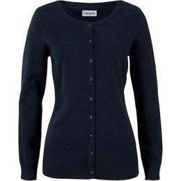 bonprix Damen bonprix Strickjacke gerade Passform, unifarben, aus Baumwollmischung, mit Knopfleiste blau 40/42 (M)