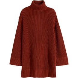 bonprix Damen bonprix Rollkragenpullover &raquo;Oversize-Rollkragenpullover aus Baumwoll-Mix&laquo; aus Baumwoll-Mix, mit Rollkragen, mit Seitenschlitzen braun 48