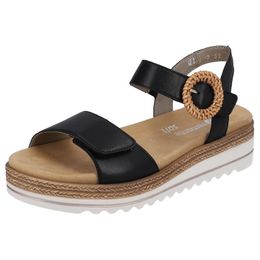 Remonte Damen Keilsandalette Sommerschuh, Riemchensandale mit praktischen Klettverschl&uuml;ssen schwarz 42