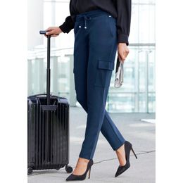 Lascana Damen Lascana Cargohose in weich flie&szlig;endem Material, Loungewear blau 32/34, N-Gr