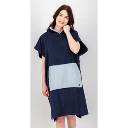 DEPROC Active Damen DEPROC Active Poncho &raquo;Badeponcho PARLEE BEACH&laquo; Badeponcho mit gro&szlig;er K&auml;ngurutasche und Innentasche blau L (44/46)