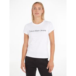 Calvin Klein Jeans Damen T-Shirt &raquo;CORE INSTIT LOGO SLIM FIT TEE&laquo; mit CK-Logoschriftzug wei&szlig; S (36)