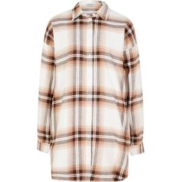 bonprix Damen bonprix Flanellhemd Oversize Passform, aus Baumwolle, kariertes Muster braun 52, N-Gr