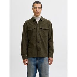 Jack & Jones Jack & Jones Herren Langarmhemd &raquo;JJEPERFECT MELANGE OVERSHIRT LS SN&laquo; gr&uuml;n M, N-Gr