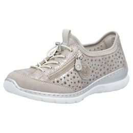 Rieker Damen Slip-On Sneaker , Schlupfschuh, Freizeitschuh, Halbschuh mit Schnellverschluss beige 41