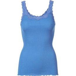 rosemunde Damen rosemunde Spitzentop &raquo;Babette Silk Top&laquo; umgedrehter Vintage-Spitzenbesatz, feminin, bequem, Seidenmix blau XL