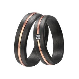 DOOSTI Unisex DOOSTI Trauring &raquo;Schmuck Geschenk CARBON Trauring Ehering Partnerring LIEBE&laquo; wahlweise mit oder ohne Zirkonia rosa