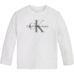 Calvin Klein Jeans M&auml;dchen Langarmshirt &raquo;MONOGRAM LS T-SHIRT&laquo; f&uuml;r Babys bis 2 Jahre, mit gro&szlig;em Druck wei&szlig; 98
