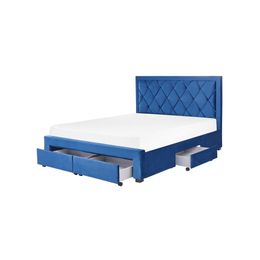 Beliani Doppelbett LIEVIN in Blau - (W) 165 x (H) 122 x (L) 217 cm | Gr.: onesize