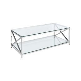 Beliani Couchtisch AUDET in Silber/Transparent - (W) 120 x (H) 40 x (L) 60 cm | Gr.: onesize