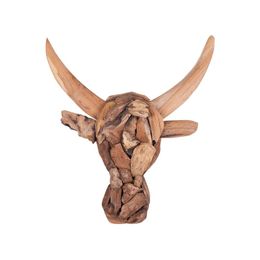 Beliani Wandfigur BULL HEAD in Braun - (W) 28 x (H) 34 x (L) 7 cm | Gr.: onesize