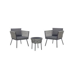 Beliani 3-tlg Bistro Set GARGANO in Grau/Schwarz | Gr.: onesize