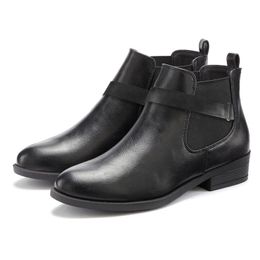 Vivance Damen Chelseaboots mit Stretch-Einsatz, Stiefelette, Ankle Boots VEGAN schwarz 37