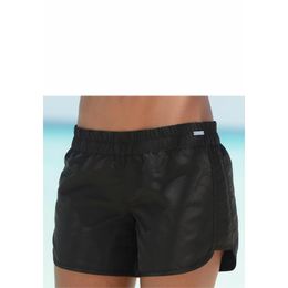 Lascana Damen Lascana Badeshorts elastisches B&uuml;ndchen, mit Ges&auml;&szlig;tasche, softe Microfaser-Qualit&auml;t schwarz 50, N-Gr