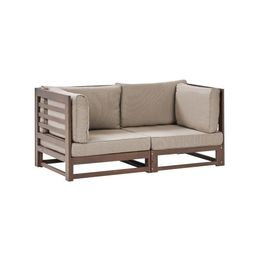 Beliani Gartensofa TRANI in Braun/Grau/Beige - (W) 150 x (H) 72 x (L) 75 cm | Gr.: onesize