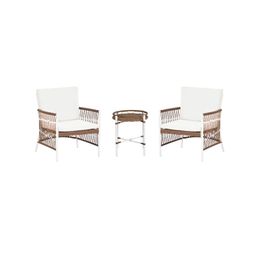 Beliani 3-tlg Bistro Set LEVICO in Wei&szlig;/Braun | Gr.: onesize