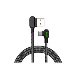 Wisam USB-auf-USB-C-Kabel 3A Schnell-Ladekabel LED, 1,8m (schwarz) | Gr.: onesize