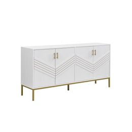 ABRIHOME Sideboard in Wei&szlig; mit 4 T&uuml;ren und Metallbeinen MDF Korpus h&ouml;henverstellbar | Gr.: onesize