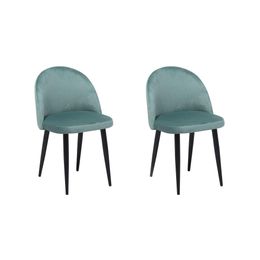 Beliani 2er-Set Esszimmerstuhl VISALIA in Gr&uuml;n/Schwarz | Gr.: onesize