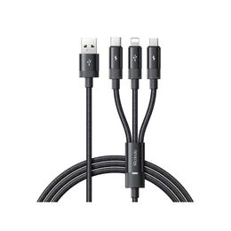 Wisam 35W 3in1 USB auf USB-C/Lightning/Micro USB Kabel 3.5A, 1.2m schwarz | Gr.: onesize
