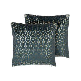 Beliani 2er-Set Dekokissen CELOSIA in Blau/Gold | Gr.: onesize