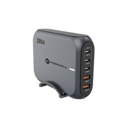 Wisam FORCELL GaN Tischladeger&auml;t 200W 3x USB-C + 2x USB-A Grau | Gr.: onesize